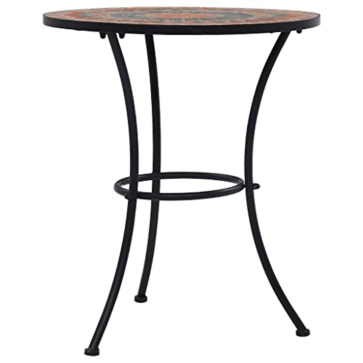 WEHUOSIF Mosaic Bistro Table,Pool Side Table,Plant Stand,Drink Table,Bar Table,Coffee Table,Lawn Table,Entrance Tables,for Garden, Patio, Lawn, Home, Indoor, Outdoor,Orange/Gray 23.6" Ceramic