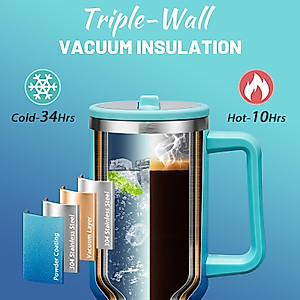 ICIOI 40 oz Insulated Tumblers Mug Compatible for Travel, Cups with Lid and Built-In Straw, Spill Proof Water Bottle with Handle, Stainless Steel Hydro Thermal Jug Fits in Car Cupholder