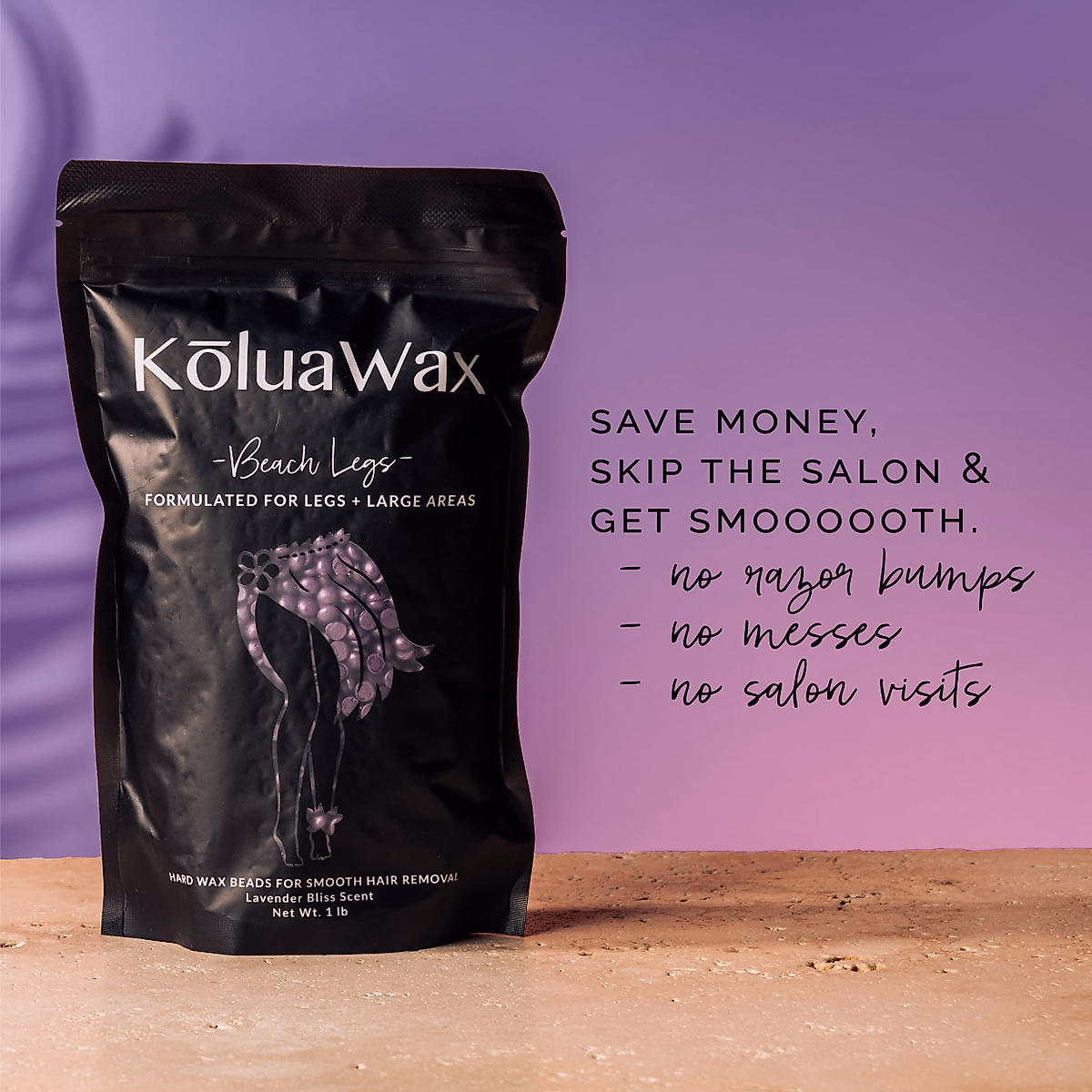 KoluaWax Hard Wax Beads for Hair Removal – Coarse Hair Formula – Face, Brazilian, Underarms, Back Chest, Bikini Waxing – Lavender Bliss, 1lb Refill for Wax Warmers & 10 Large Applicator Sticks