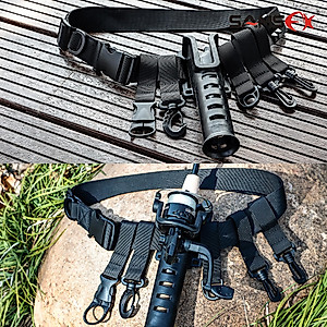 SAMSFX Fishing Waist Belt Rod Holder Wader Belt Wading Belts for Surf Casting Kayak Fishing Accessories Waders Straps