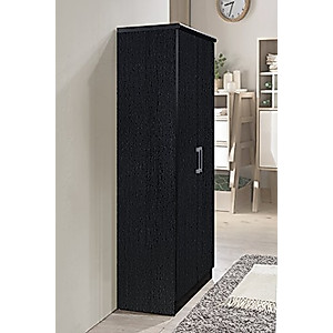 HODEDAH IMPORT 2 Door Wardrobe with Adjustable/Removable Shelves & Hanging Rod, Black