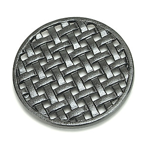 Minuteman International Round Lattice woodstove Tabletop cast Iron Trivet, Black