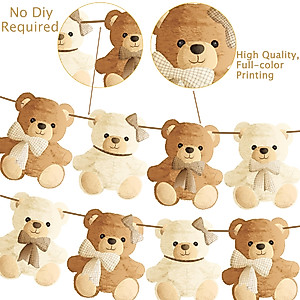 umoni Teddy Bear Banner, We Can Bearly Wait, Brown Glitter, Baby Shower Decorations, Gender Reveal Party Supplies, 19.0x70.0 inches