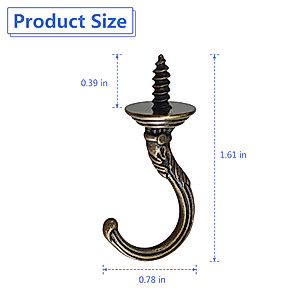 Svaitend 20 Pcs Screw Hooks, Pattern Carving Hooks Screw in Mug Hooks Metal Heavy Duty Screw Wood Wall Ceiling Hooks Plant Hooks Indoor Outdoor for Utensils Baskets Lights Wind Chimes Decor