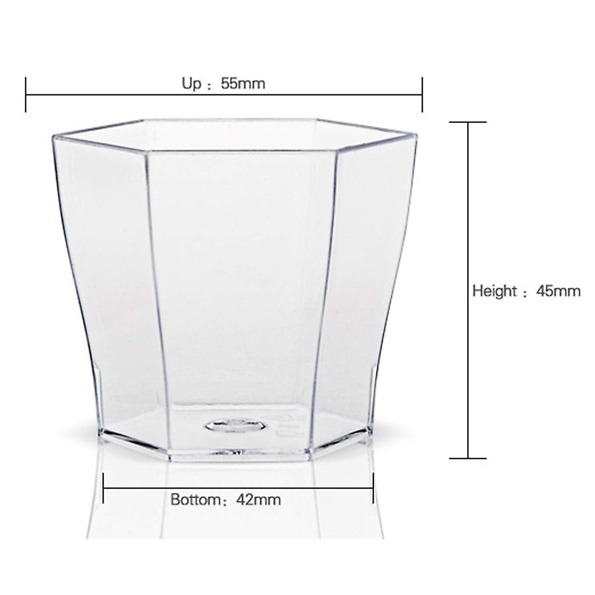 Lawei 100 pack 2 oz Plastic Dessert Cups with 100 Plastic Spoons - Hexagonal Mini Bowl Disposable Bowls for Chocolate Desserts, Appetizers, Dessert Samplers, Dessert Shot Glasses & More