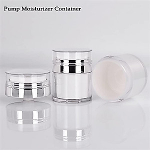 Cream Jar Vacuum Bottle, 15/30/50ml Airless Pump Jar Bottles Portable Lotion Dispenser, Makeup Lotions Creams Travel Container Push Down Pump Dispenser (15ml, 3 Pcs)