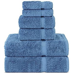 Chakir Turkish Linens Luxury Spa and Hotel Quality Premium Turkish Cotton 6-Piece Towel Set (2 x Bath Towels, 2 x Hand Towels, 2 x Washcloths)
