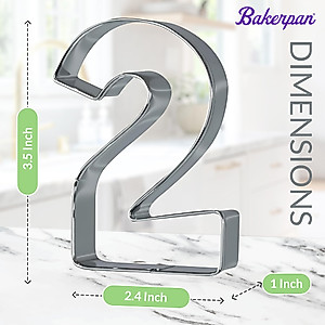Bakerpan Stainless Steel Number 2 Cookie Cutter, Cookie Cutter Number Two Shapes, 3 1/2 Inch - Set of 2
