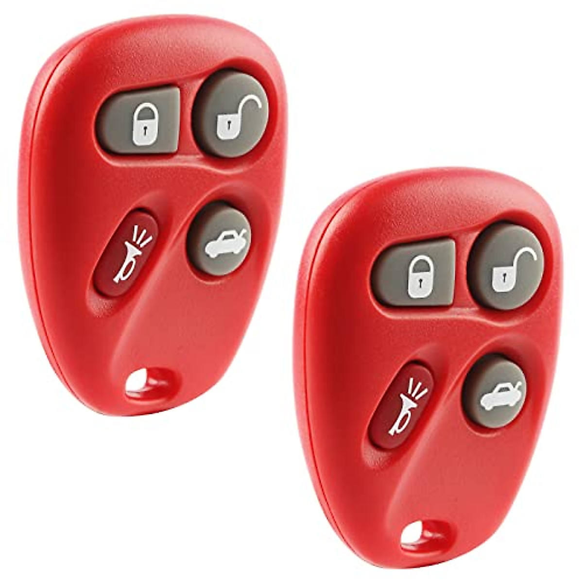 Replacement For 2001-2007 Buick Cadlliac Chevrolet GMC Oldsmobile Pontiac Red 4-Button Keyless Entry Remote Fob 25695954 (Set of 2)