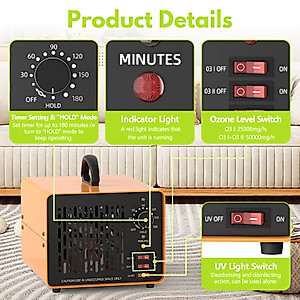 Upgraded Ozone Machine 50,000mg/h Powerful Ozone Generator Odor Removal for Industrial Commercial