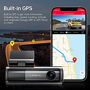 LINGDU LD06 5K Dash Cam, Real 4K+2K Dash Cam Front and Rear, Dash Camera for Cars Include 64GB Card, Built in 5GHz WiFi GPS, Voice Control, Super Night Vision, WDR, Parking Mode