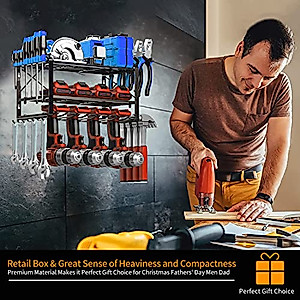 LIYJTK Power Tool Organizer, 3 Layers Heavy Duty Garage Tool Organizers and Storage, Drill Holder Wall Mount Floating Tool Shelf Storage Rack for Garage Organization Gift for Men Dad Father's Day