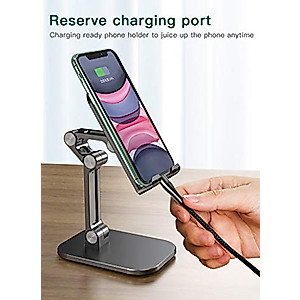 KOPTOR Cell Phone/Tablet Stand, Premiun Luxury Foldable, Portable, Angle/Height Adjustable Desk Phone Dock Holder for iPhone iPad, Samsung, Google Pixel 3.5-7.0-Inch (Silver Onyx)