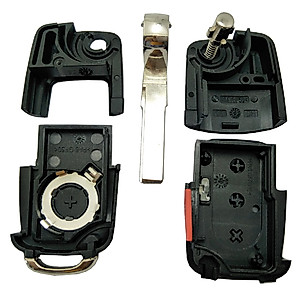 Key Fob Case Fit for VW Volkswagen Jetta Passat Golf Beetle Rabbit GTI CC EOS Replacement Key Shell 4 Buttons Keyless Entry Remote Key Fob Cover with Uncut Blade (2)