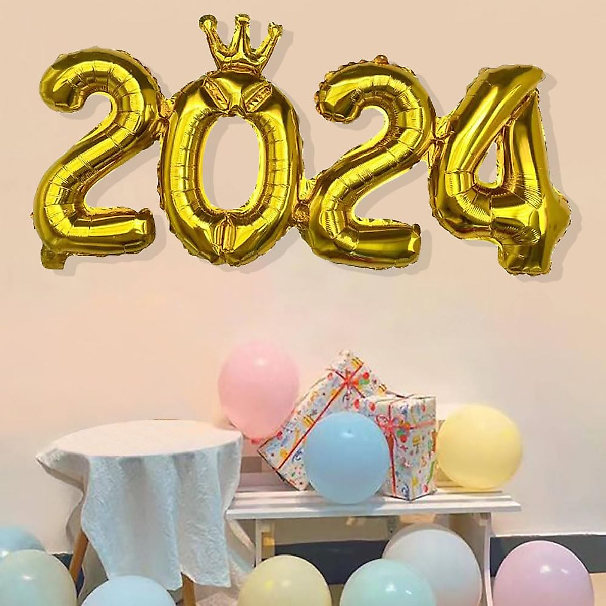 Myhiju 3Pcs 2024 Balloons,2024 Silver Balloons Party Balloons 2024 Number Gold Balloon Mylar Balloons 2024 Rose Gold Foil Balloons Helium Balloon for Class of 2024 Decorations New Years Decorations