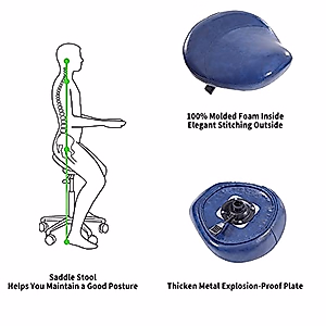 Lilfurni Saddle Stool Rolling Chair,Pneumatic Height Adjustment Stool with Wheels for Salon,Home,Office