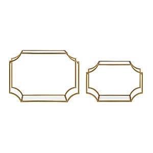 Kate and Laurel Ciel Modern Glam Metal Wall Shelf Set, Set of 2, Metallic Gold, Elegant Wall Decor and Storage