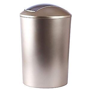 HMANE 10L Swing Lid Trash Can,Wastebasket Dustbin Garbage Bin With Swing Top - (Gold)