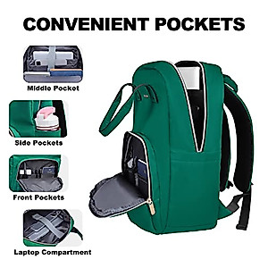 Travel Fashion Backpack Women, Cute Laptop Backpack Purse, Computer Backpack 15.6 Inch, Stylish Laptop Backpack Women, Lightweight College Teacher Nurse Bag, Waterproof Business Daypack, Dark Green
