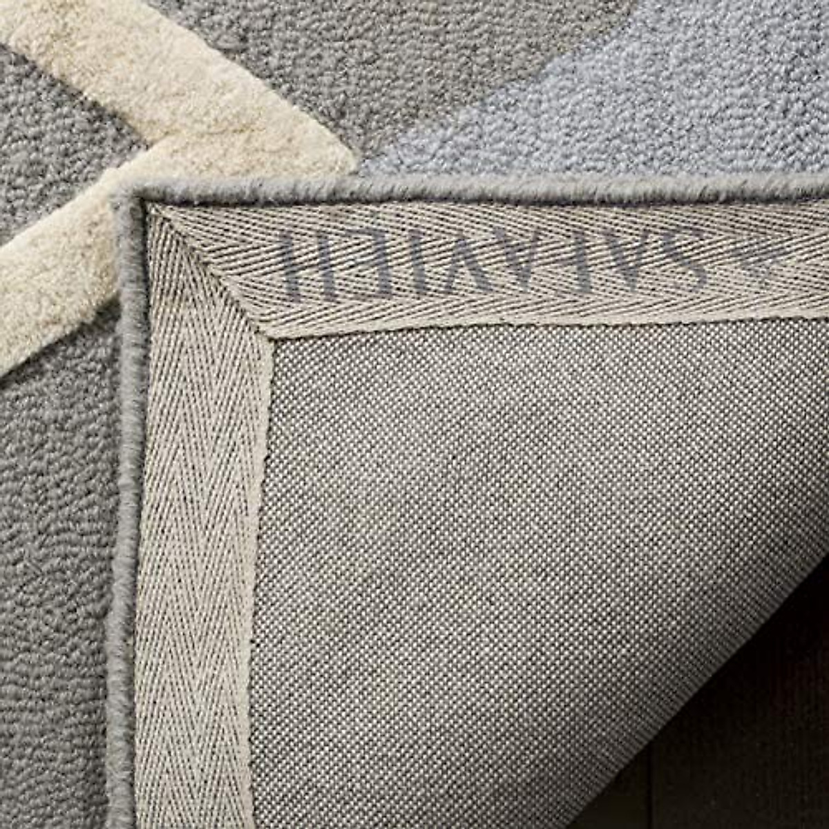 SAFAVIEH Kids Collection 5' Square Grey/Multi SFK902B Handmade Diamond Wool Area Rug