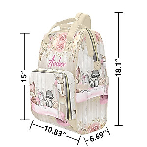 XOZOTY Woodland Forest Animal Diaper Bags Backpack Personalized Baby Bag Nursing Nappy Bag Travel Tote Bag Gifts