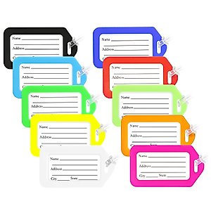 10 Pack Luggage Tag Bright Luggage Tags for Suitcases Bag Tags Name Tags for Kids Travel Accessories Must Haves by Sodsay (Colorful)