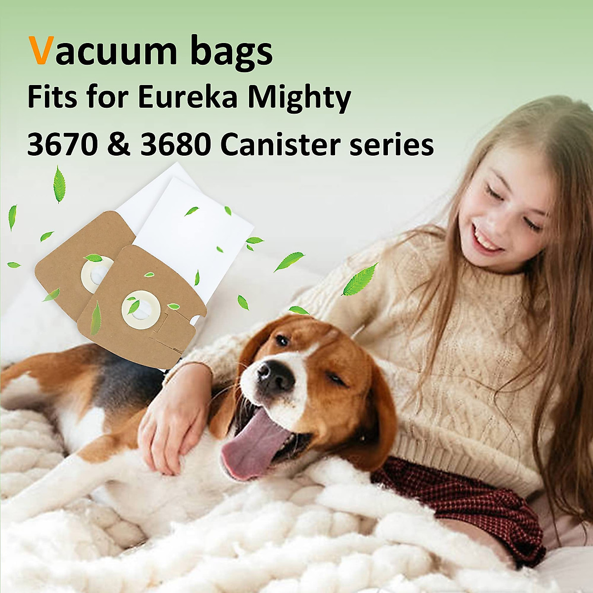 18 Pack Vacuum Bags Replacement for Eureka Mighty Mite 3670 and 3680 Series Canisters, MM Vacuum Bags 60297A, 60295A, 60295B, 60295C, 60296C Style