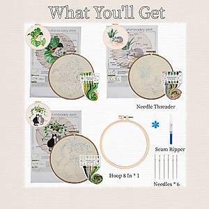 Highkick Cat Embroidery Kits for Beginners, Embroidery Kits for Adults, Easy Embroidery Kit