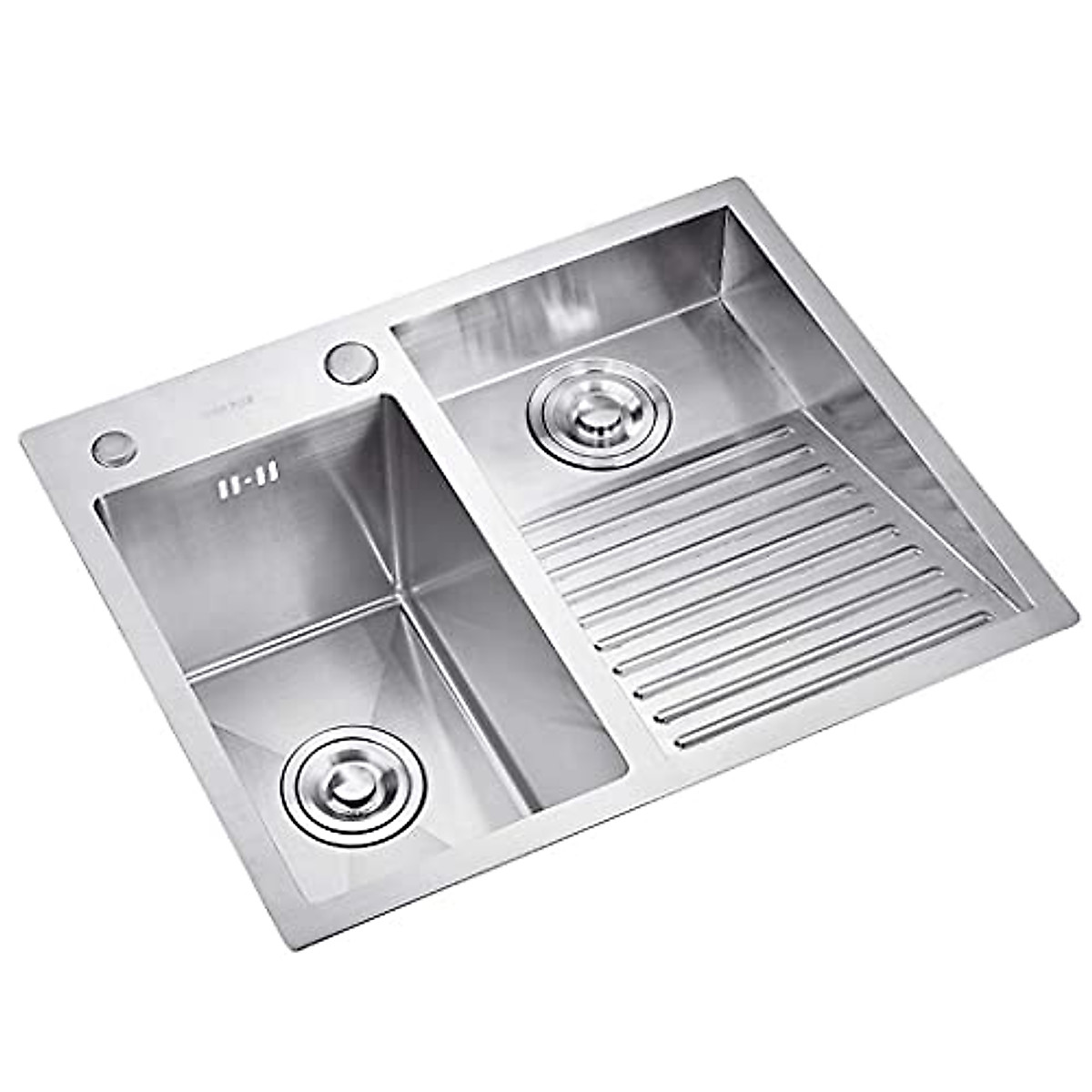 Bathroom Sinks Laundry Pool Balcony Household Stainless Steel Laundry Sink Wash Basin With Washboard Easy To Clean Double Sink Laundry Pool Gift ( Color : B , Size : 60*48*22cm )