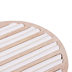Valyria Bamboo Wood 6 Slots Round Ring Earrings Trays Showcase Display Jewelry Organizer (Round Wood)