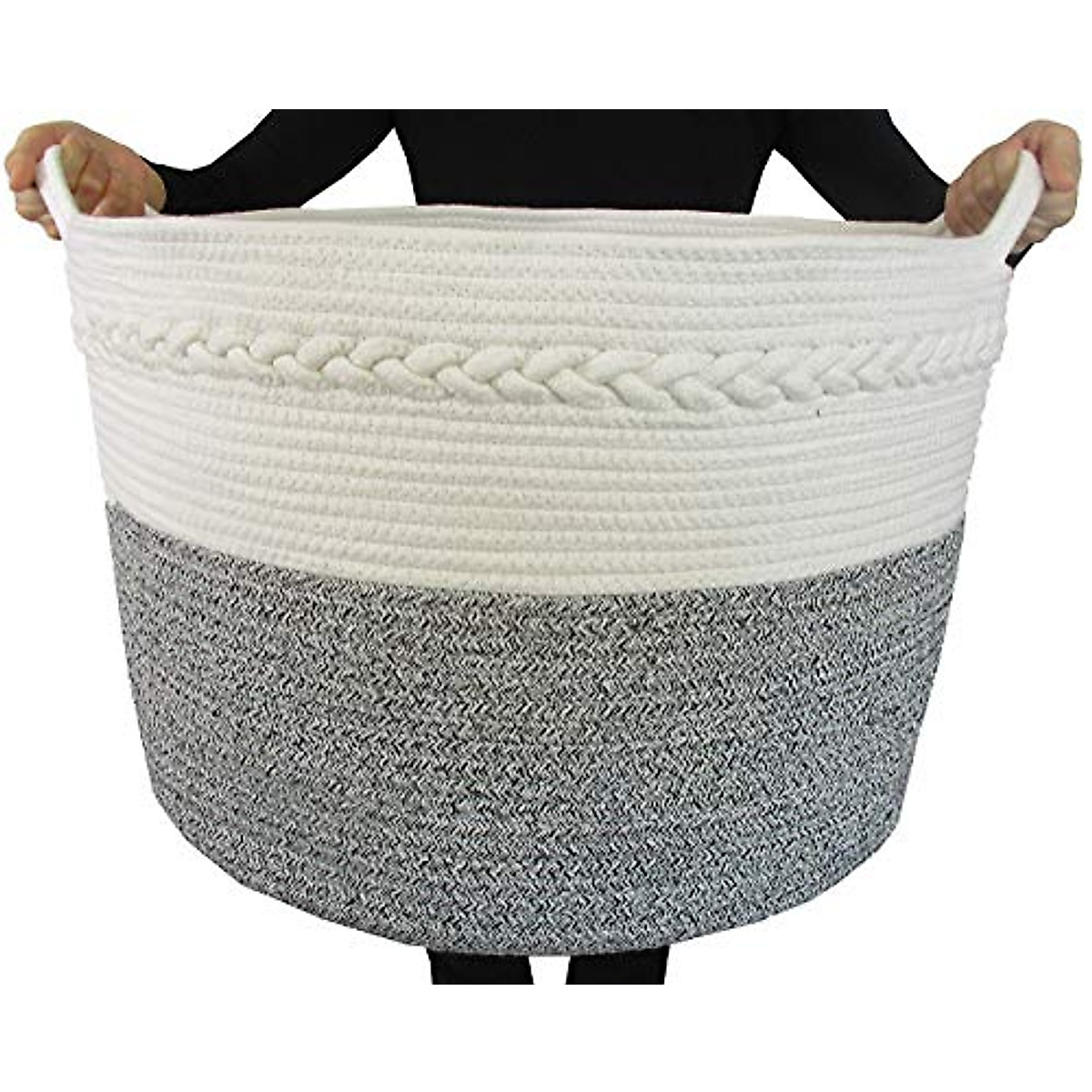 Cotton Rope Storage Basket - Decorative Woven Basket Great Basket for Blankets Basket, Large Laundry Basket, Living Room, Toy Storage, Toy Basket, Toy Bin, XXL 20”X13.5”