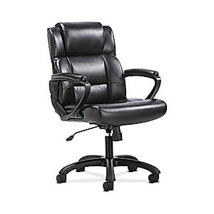 HON Sadie Mid-Back Executive Chair, with Fixed Padded Arms, PACKS, Black
