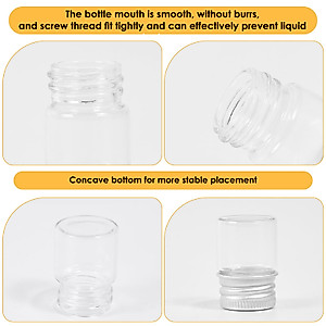 5ml Glass Vials with Screw Caps and Plastic Stoppers, Small Clear Liquid Sample Vial, Leak-Proof Vial, 12PCS