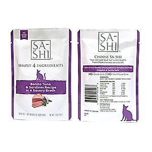 Sa-Shi Grain Free Wet Cat Food Pouches 1.76oz. Five Flavors (Variety Pack)