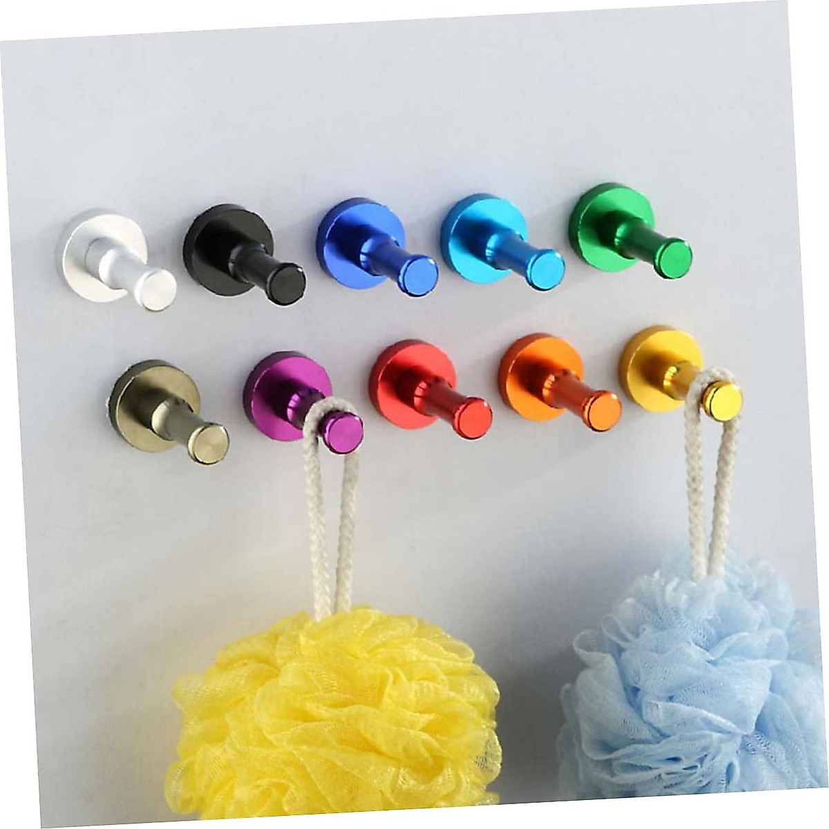 Veemoon Wall Towel Hook 10 pcs Towel with Shower Wall Screws Colorful Doebel Bathroom Color for Kitchenrandom Hook Holder Aluminium Hooks Colorful Coat Hook Coat Hook