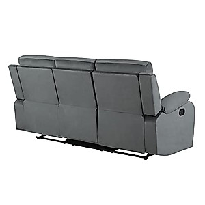 Blackjack Furniture Elton Microfiber Reclining Modern Living Room Loveseat, Sofa, Gray