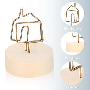 10pcs Table Number Holders, Retro House Shape Place Card Holder Picture Holders Photo Clips for Wedding Party Graduation Reception Restaurant Home Centerpiece Decorations