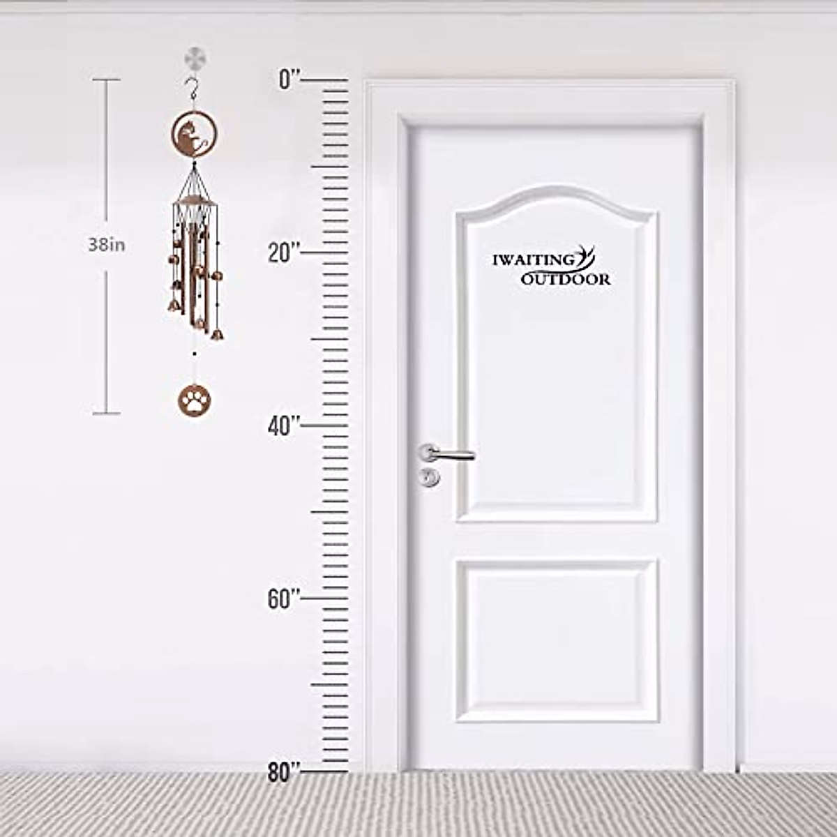 Iwaiting Outdoor Cat Wind Chimes for Outside, Memorial Wind Chimes Gifts for Mom,Great Gift for Your Own Patio, Porch, Garden, and Backyard