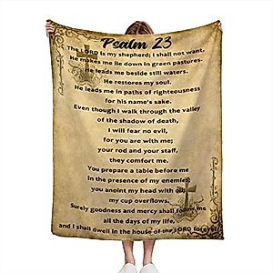 Psalm 23 Blanket Christian Gifts (50x40inch)- Religious Throw Blanket Soft Lightweight Cozy Plush Warm Blankets for Women Men