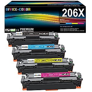 206X Toner Cartridges 4 Pack High Yield 206A for HP Color Laserjet Pro MFP M283fdw, MFP M283cdw,Color Laserjet Pro M255dw, Color Pro M255, Color Pro MFP M282, M283 Printers Ink