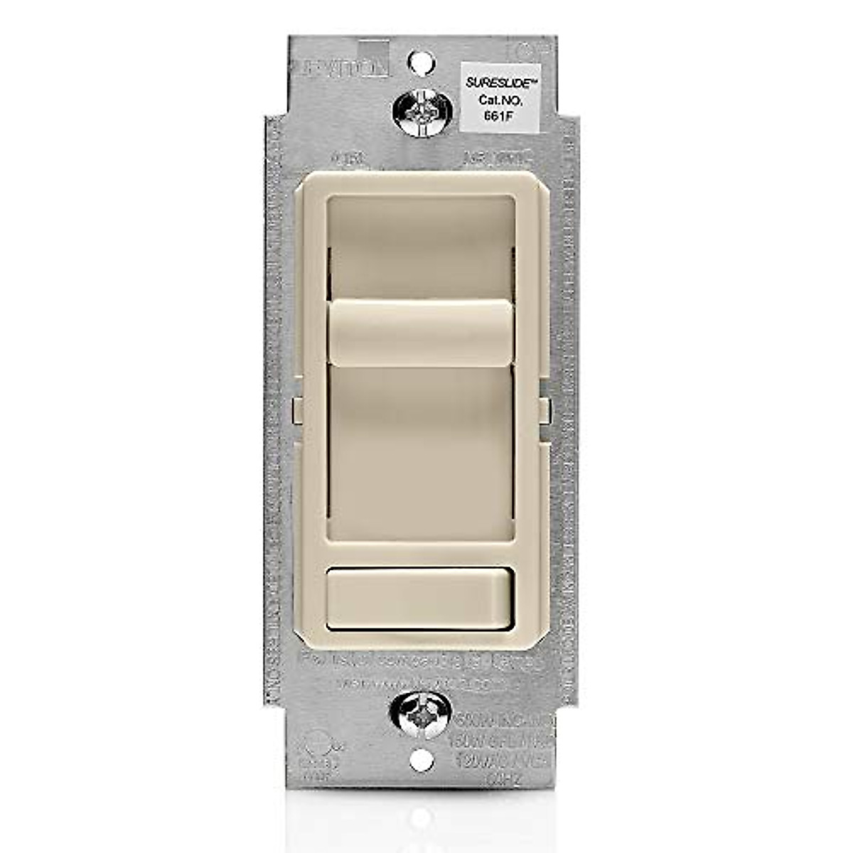 Leviton 661F-10T 1.5 Amp SureSlide Single-Pole or 3-Way Fan Quiet Control, Light Almond