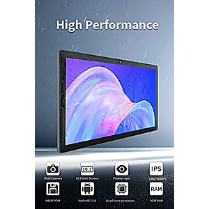 JUNINKE 2023 New Android 11.0, 10 inch Tablet Android, 3+64GB, Octa-Core Tablets, IPS HD Touch Screen, Powerful Performance, High Capacity, Long Battery Life(Black)