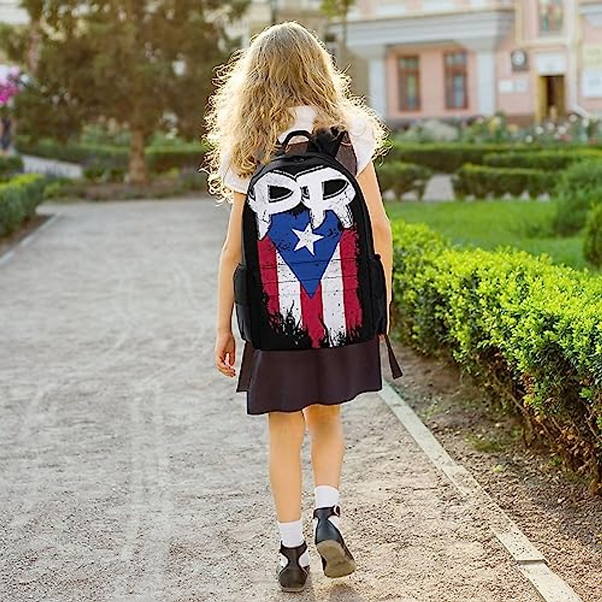 Supdreamc Durable Polyester Daypack Backpack for Sports Travel Running - Big Capacity Anti-Theft Multipurpose Carry On Bag, Flag of Puerto Rico Boricua Art Laptop Book Bag Rucksack