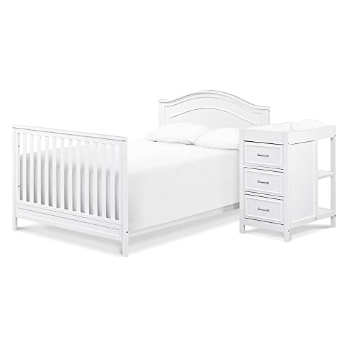 DaVinci Charlie 4-in-1 Convertible Crib and Changer Combo in White