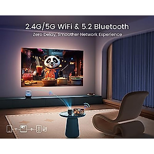 Mini Projector with Android TV, DLP and Rechargeable Battery, WiMiUS Pico Pocket Portable Projector with WiFi Bluetooth, 360°Speaker, 1080P Support, Wireless Smart Outdoor Projector for Phone/HDMI/USB