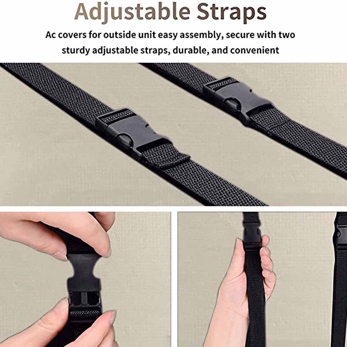 WskLinft AC Protective Cover Weather-Resistant Adjustable Straps Outdoor Window Air Conditioner Unit Defender for Office Beige M