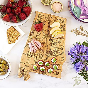Totally Bamboo Destination Alabama State Shaped Bamboo Serving and Cutting Board, Includes Hang Tie for Wall Display