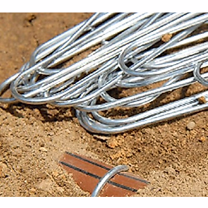 (100-Pack) ANTI-RUST - 1/2" x 8'' HEAVY-DUTY U-Shaped Garden Securing Staples / Stakes Galvanized Steel - (Use With Drip Irrigation Tubing, Weed Fabric etc) Easy Install Long Side (Metal 1/2 x 8 Inch)