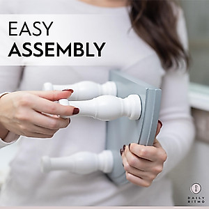 DAILY RITMO Corner Counter Wood Shelf | Grey White Stackable Countertop Bathroom Organizer | Farmhouse Tray Riser Wooden Shelves 2-Pack | Rustic Decorative Pedestal Stand | Triangular Storage Pedestal