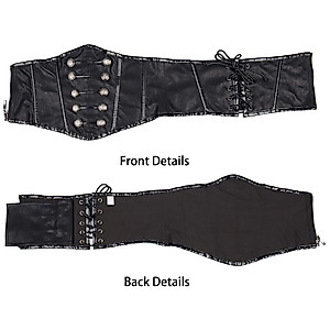 Alivila.Y Fashion Women's Faux Leather Rivet Steampunk Retro Boned Wide Corset Belt 21674-Black-2XL